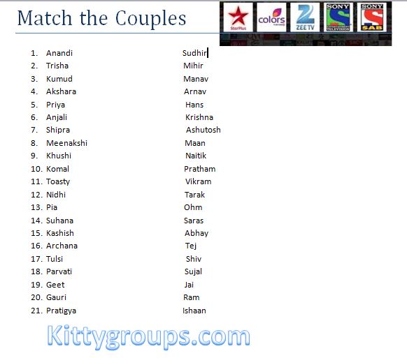 Kitty Party Paper Game In Hindi Match The On Screen Couples