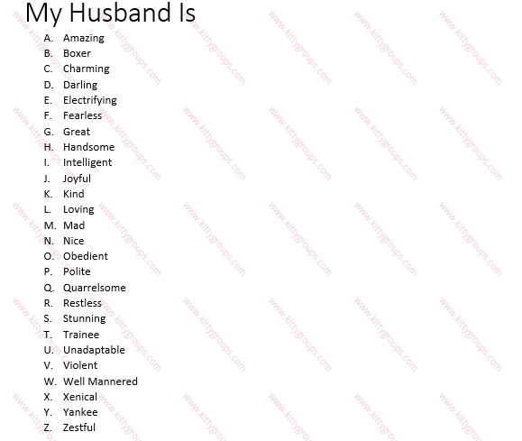 Fun Paper Game For Ladies My Husband Is